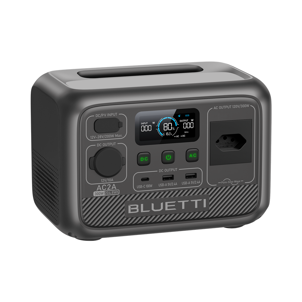BLUETTI AC2A Estação de Energia Portátil | 300 W 204 Wh